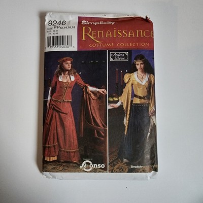 Simplicity Sewing Pattern 9246 Renaissance Costume Size PP 12 14 16 18 ...