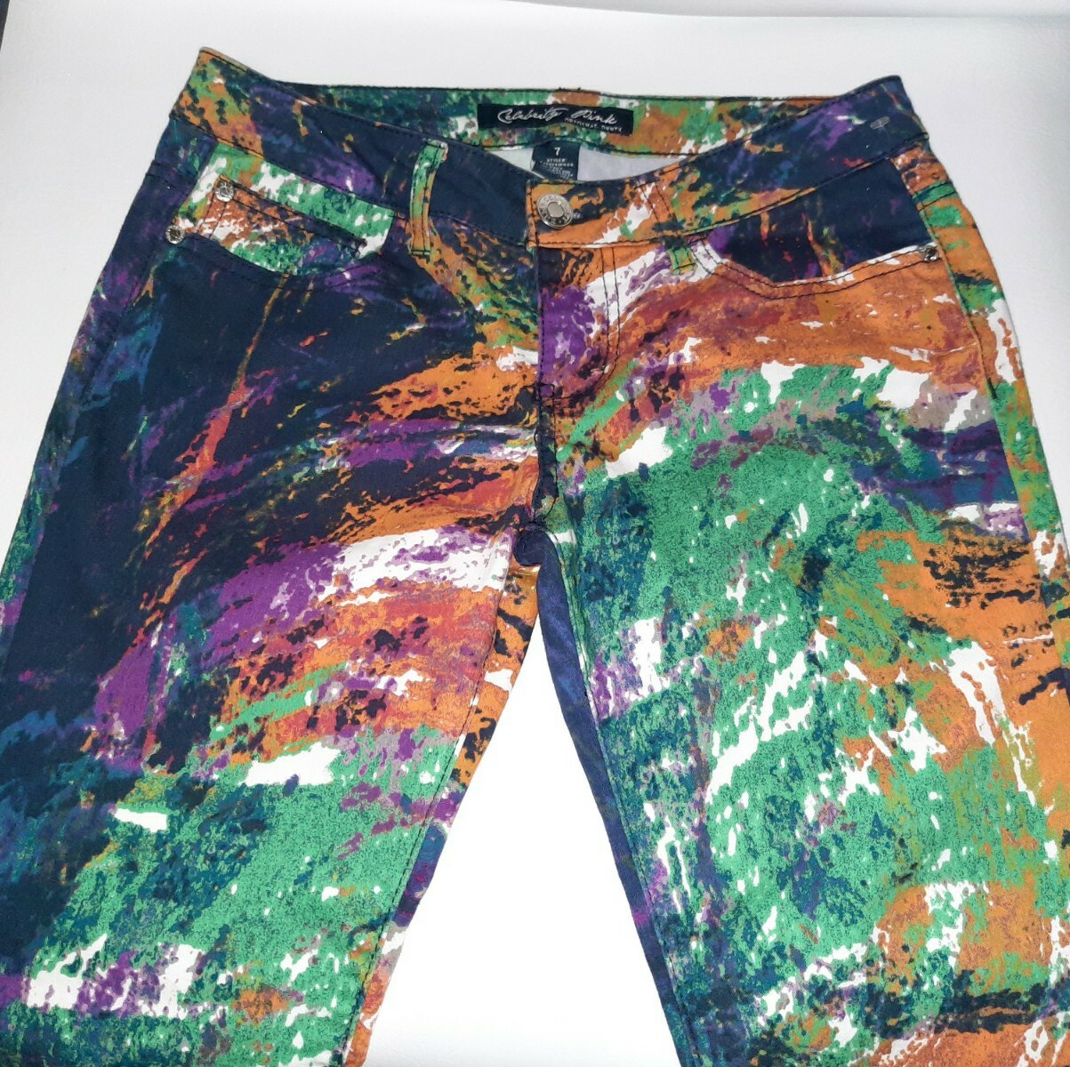 Celebrity Pink Multi-color Splash Paint Denim Colorful Jean Women Pants ...