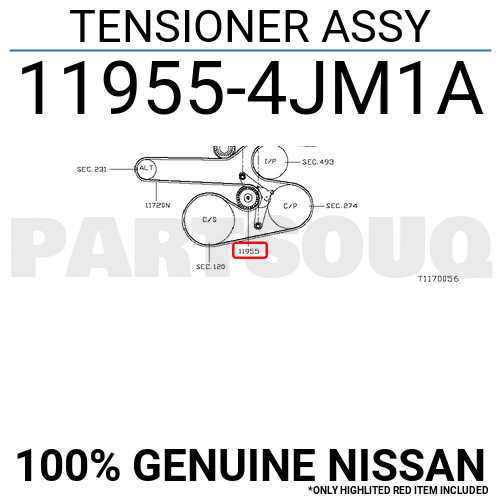 119554JM1A Genuine Nissan TENSIONER ASSY 11955-4JM1A | eBay