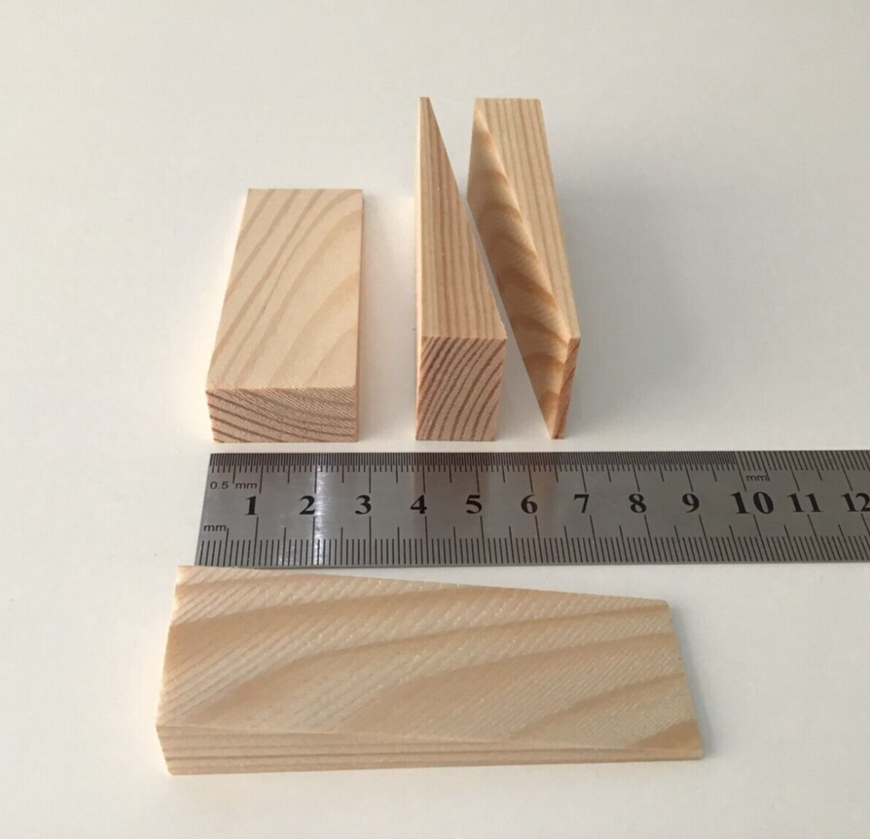 PINE WOODEN WEDGES ~ SHIMS ~ PACKERS ~ 80mm x 27mm WITH A 15mm TO 2mm ...