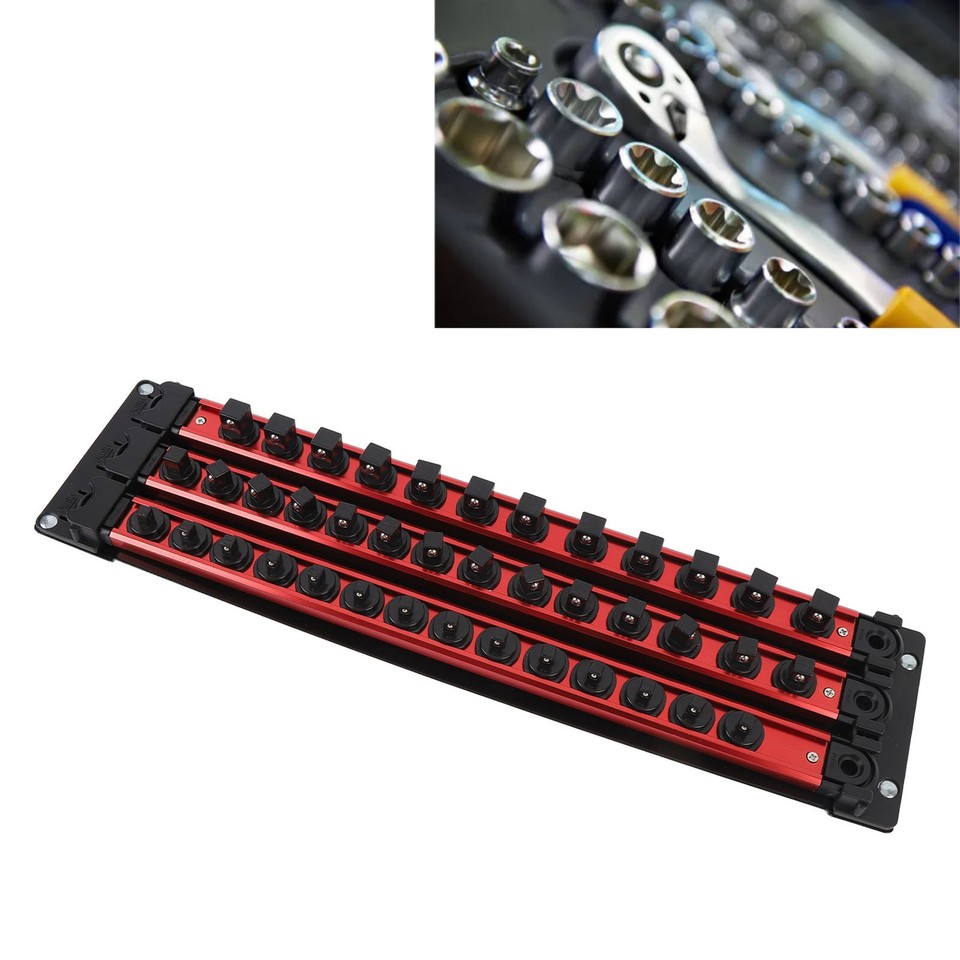 Portable Socket Organizer Aluminum Socket Holder Storage Tray For 1/2 3 ...