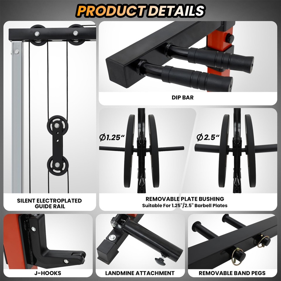 💯🔥1600LBS Power Cage Multi-Functional Power Rack W/Cable Pulley System ...