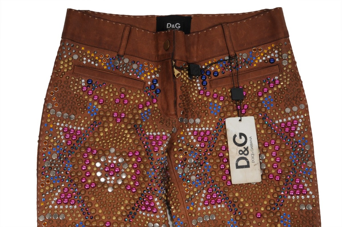 Dolce & Gabbana 2000's Runway Embellished Flared Leather Dolce & Gabbana 2000's Runway Embellished Flared Leather