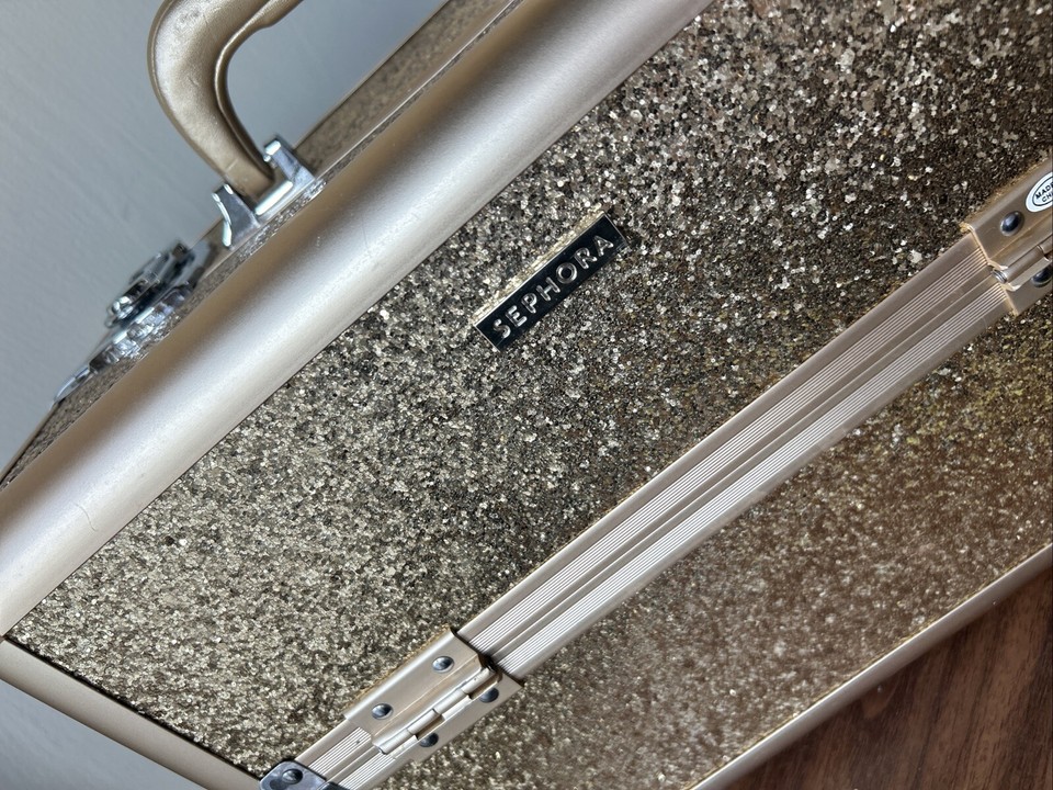 Rare XXL Sephora Sparkle Shine Gold Bling LIMITED EDITION Makeup Train ...