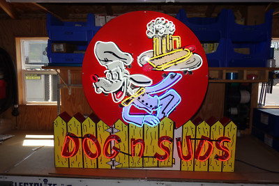 DOG N SUDS DIE CUT NEON SIGN. NICE NOS SIGN! ARTICULATE DETAIL! GREAT ...