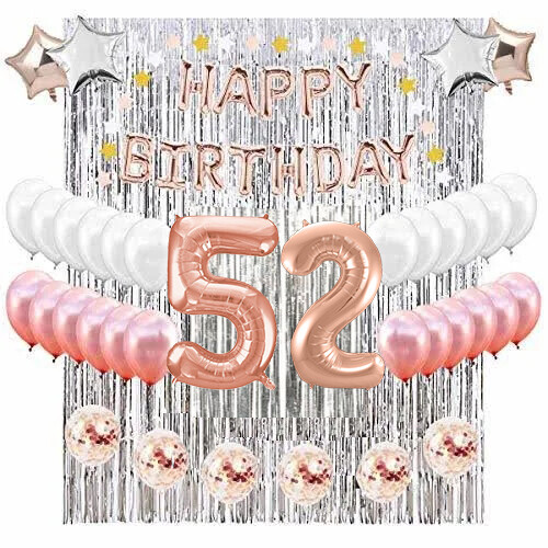 52nd Birthday Complete Rose Gold & Silver Balloon Party Decoration ...
