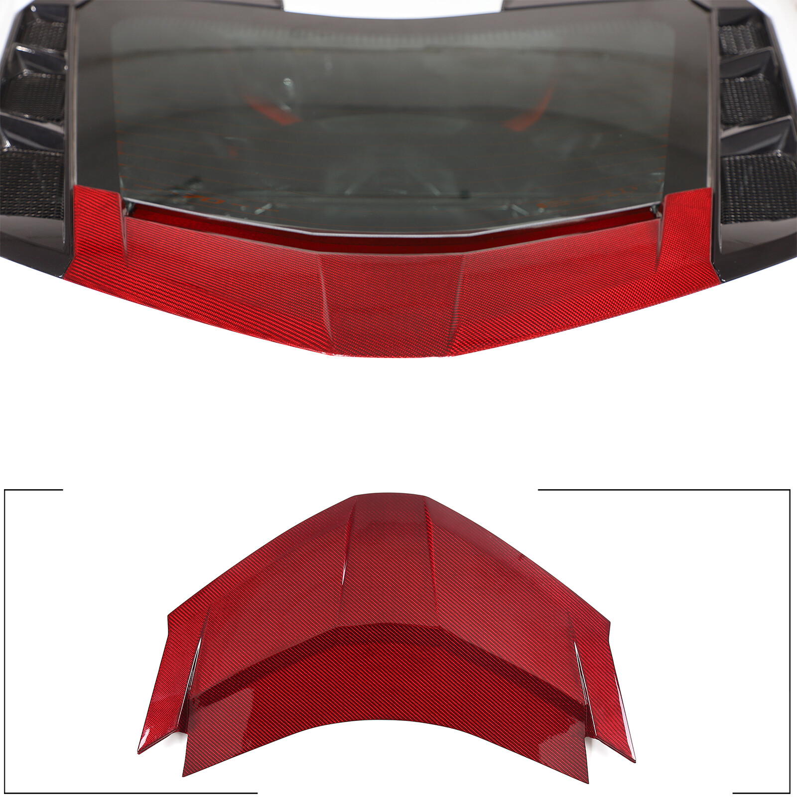 Red Carbon Fiber Rear Window Lower Trim Cover For Corvette C8 Coupe ...