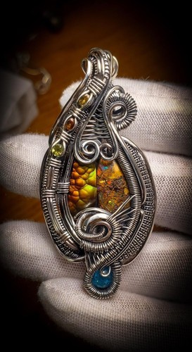 sterling silver wire wrapped fire agate and boulder opal | eBay