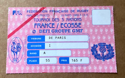 Rugby ticket France 19 v 3 Scotland Ecosse Tournoi V Nations Tournament ...
