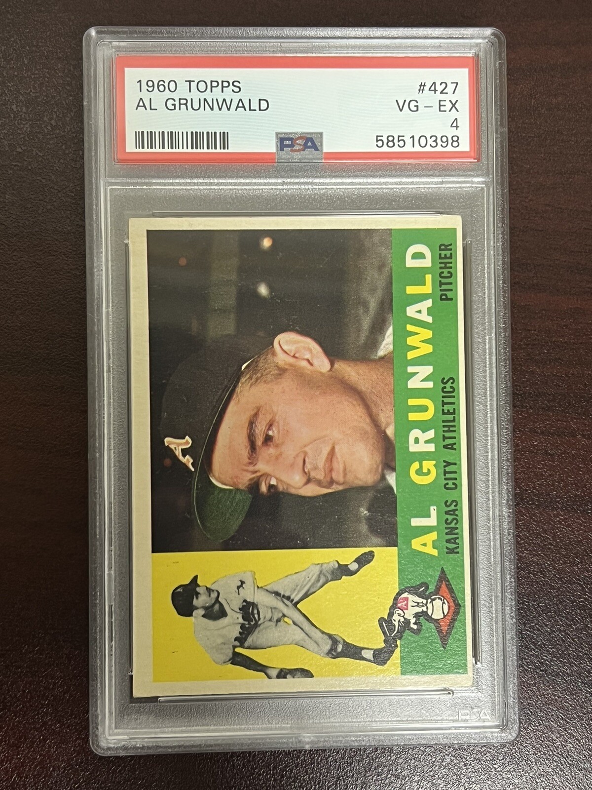 1960 Topps Baseball #427 Al Grunwald PSA 4 VG EX Kansas City Athletics ...