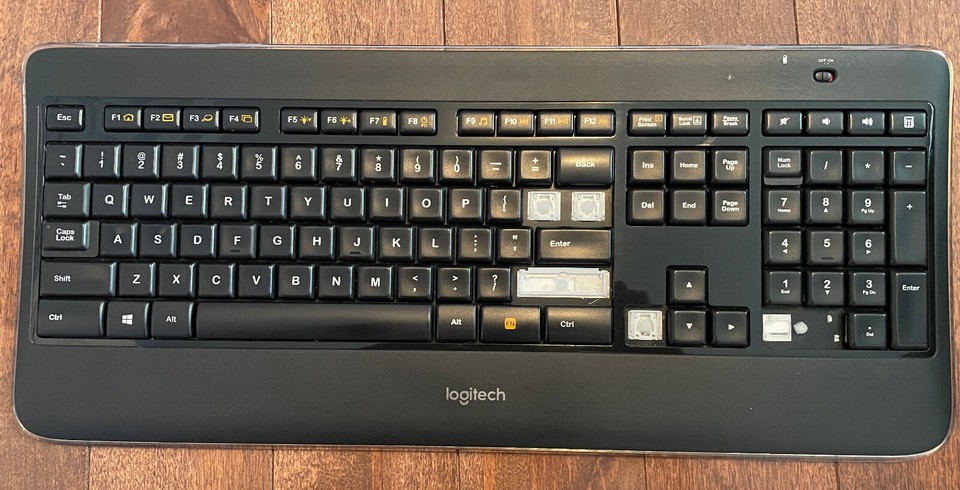 Logitech K800 Illuminated Wireless Keyboard Replacement Keys with Clips ...