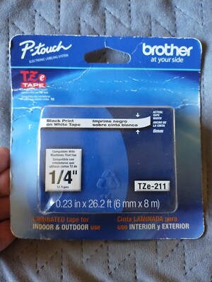 Brother TZe-211 1/4" P-touch Label Tape. What Tape Blk Lettering | eBay