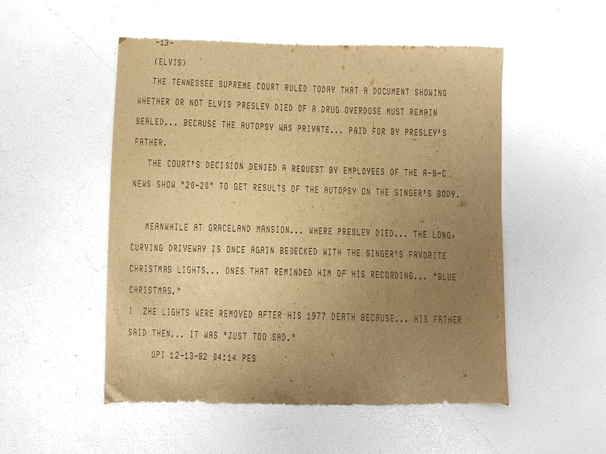 Elvis Presley Death Autopsy Dispatch Call On Elvis Death Left The