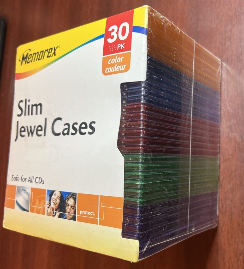 NEW Memorex 30 Pack Slim CD Jewel Case (5.2mm) 5 Colors | eBay