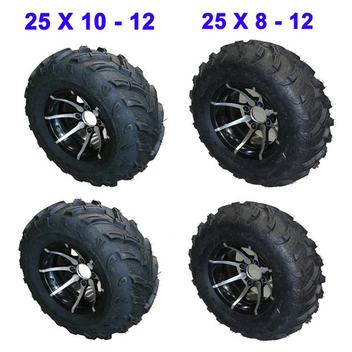 Pair of 25 x 8 - 12" and 25 x 10 - 12" Rim Tyre WHEELS for ATV Quad ...