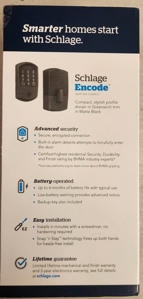 Schlage Encode Smart WiFi Deadbolt - BE489WB GRW 622 194555148963| eBay