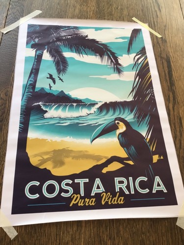 Costa Rica Pura Vida vintage travel promo poster repro 12x18” ,New (E ...