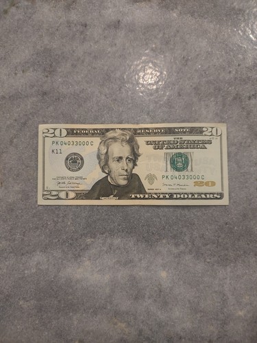 20 dollar bill star note 2017a With A Tri Digit Low Serial Number In ...