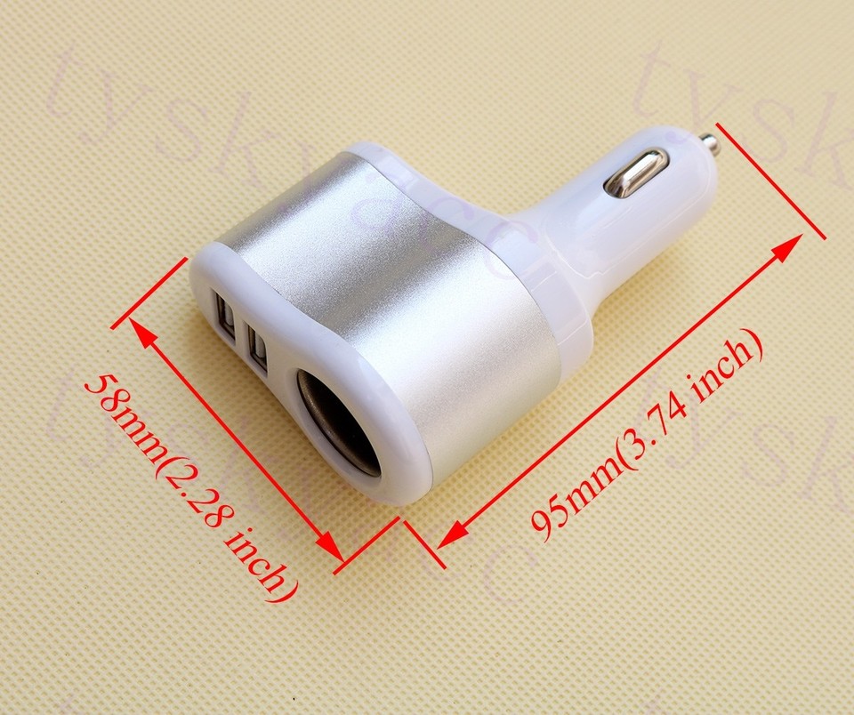 2 USB Port Auto Fast Charger Cigarette Lighter Phone Power Socket ...