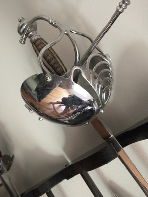 Basket Swept Hilt 38" Rapier with matching Main Gauche w/ leather ...