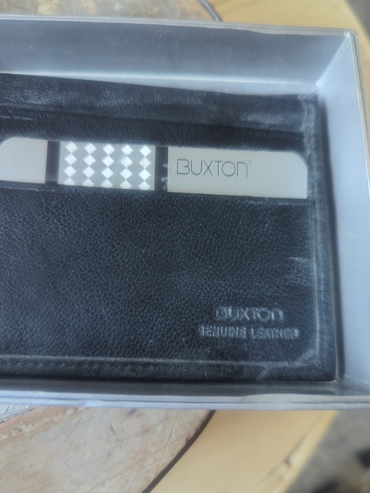 Buxton Wallet Genuine Leather Bi Fold Bill Credit Card Holder Black New ...