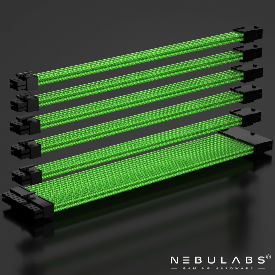 GREEN - PSU PC Cable Extensions Power Supply Cable Extension Kit PSU PC ...