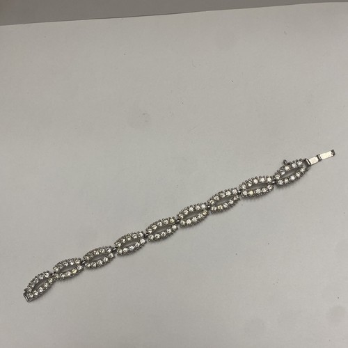 Vintage Henry Bogoff White Rhinestone Silver tone Bracelet 7 1/2 ...