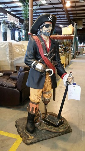 Pirate Captain Hook With Peg Leg and Sword Life Size Resin Statue Theme ...
