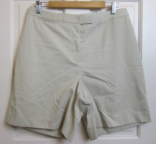NWT Studio Works Beige Khaki Shorts Womens Size 14 Waist 32 Flat Front ...