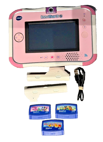 Vtech InnoTab 3 S Pink With 3 Games Stylus Rechargeable Batteries & USB ...