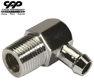 CHROME CHEVY FORD VACUUM PORT FITTING 90 DEGREE FITTING FACTORY BRAKE ...