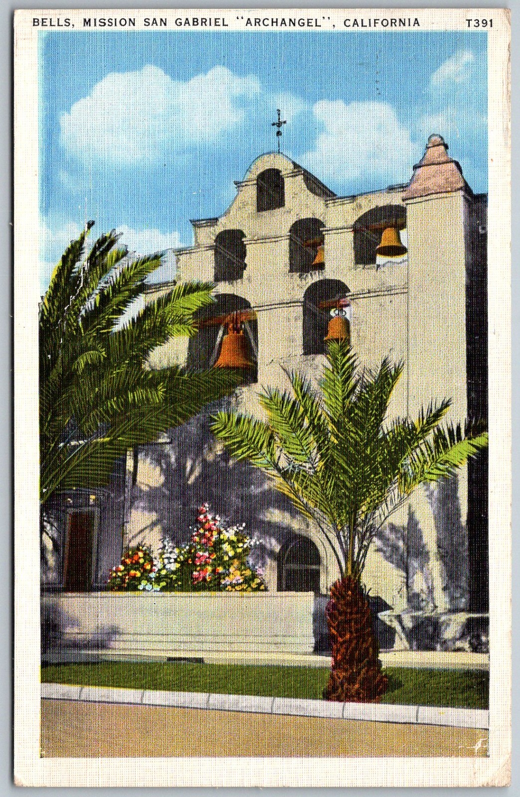 Mission San Gabriel Archangel California 1938 Postcard Bells | eBay