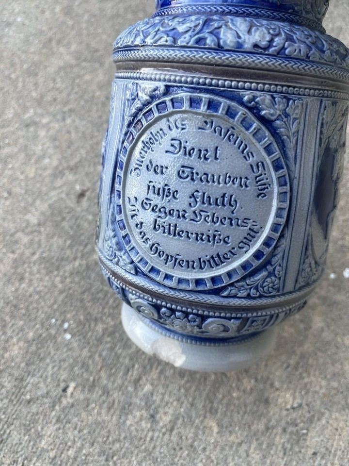 Vintage Cobalt And Grey German Stone wear Beer Stein | eBay