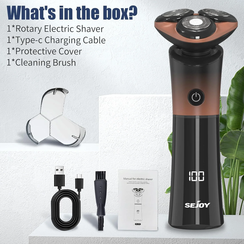 Mens Electric Shaver Powerful Beard Electric Razor Portable Clean Razor ...