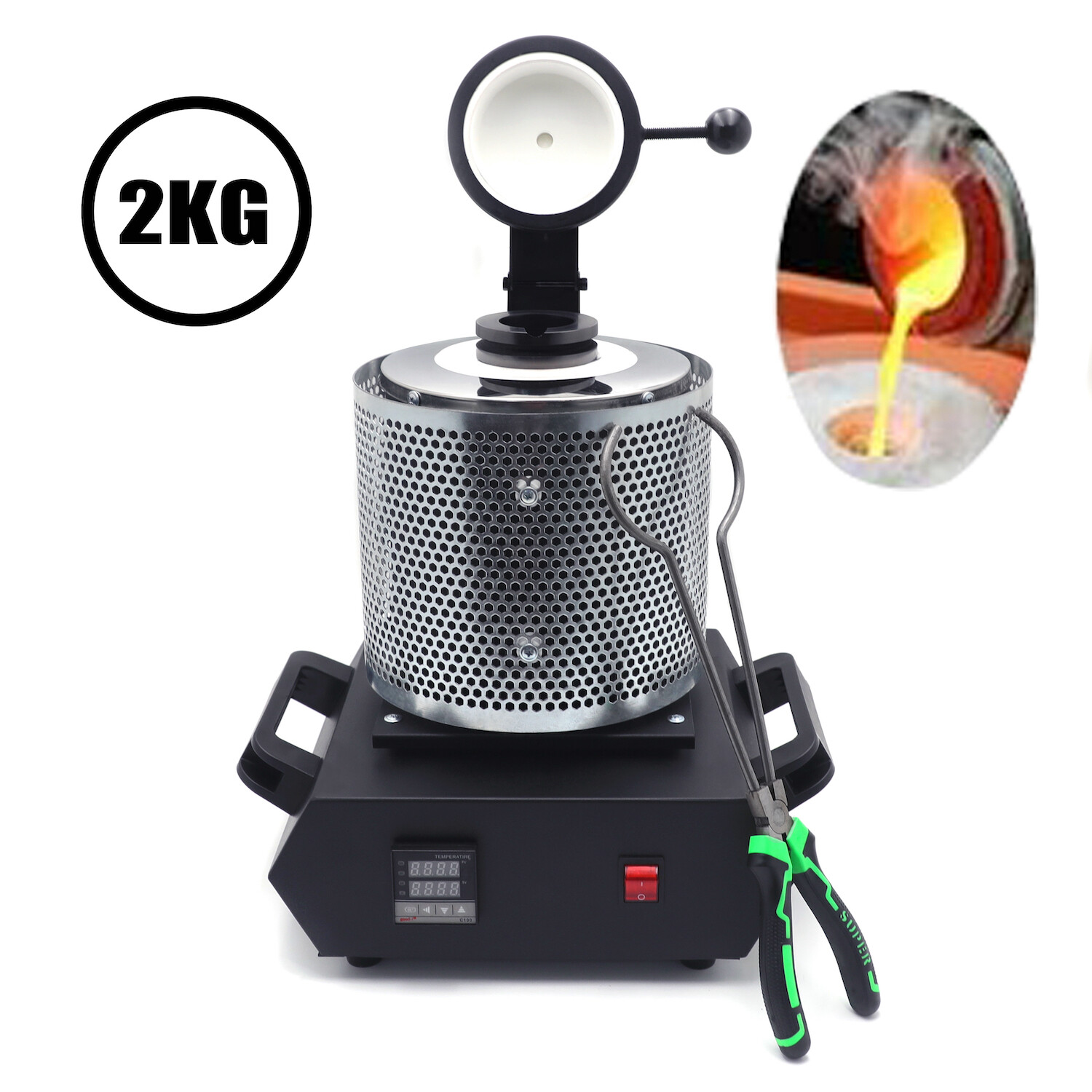 2KG Automatic Melting Furnace Kiln Digital Control 110V Gold Graphite ...