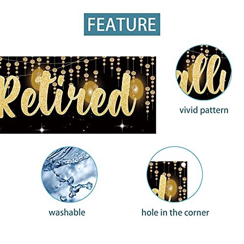 Officially Retired Banner Decorations Large Happy Retirement Party ...