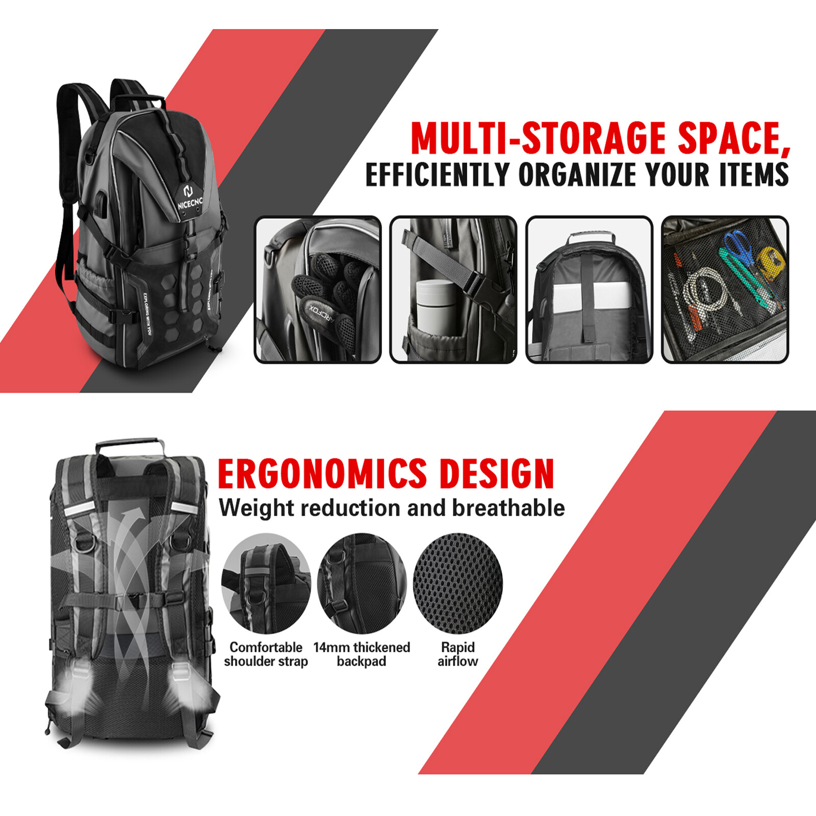 35L Motorcycle RUCKSACK Waterproof Motorbike Backpack With Helmet ...