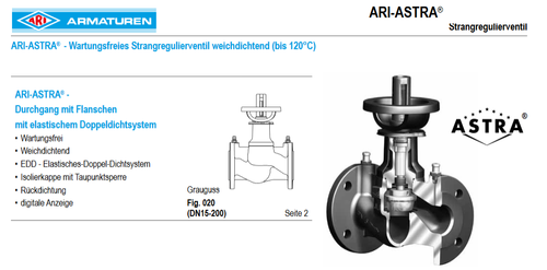 ARI Astra Absperrventil Strangregulierventil Euro-Wedi JL1040 PN16 DN65 ...