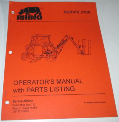 Rhino Servis 2160 Boom Rotary Mower/Cutter Operators Maintenance ...