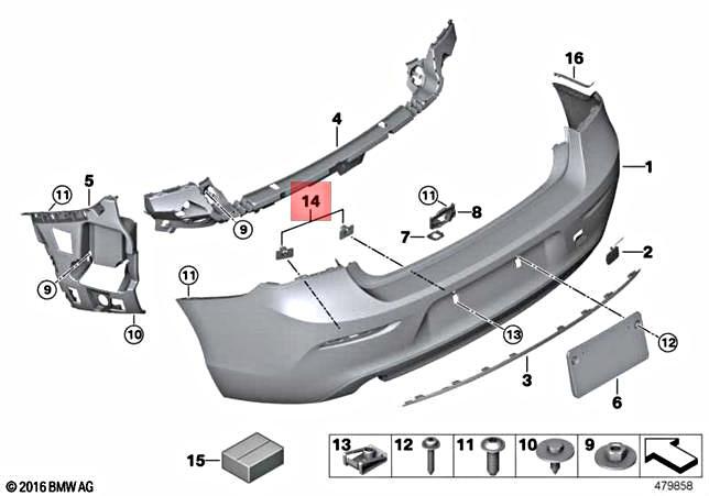 Genuine BMW F20 F21 114d 116d ed 116i 118d Rear Pdc Holder Set ...