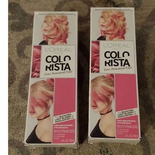LOT of 2 L'Oreal ColoRista Semi-Permanent Hair Color Hot Pink #350 | eBay
