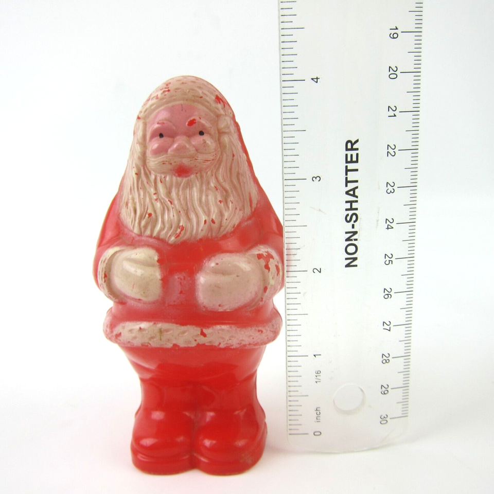 Vintage Hard Plastic Santa Claus Rattle Red White Beard Gloves ...