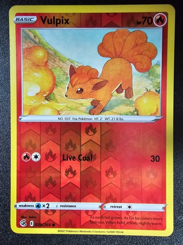Vulpix #028 Common - Near Mint/Mint - Fusion Strike Rev Holo Pokemon ...