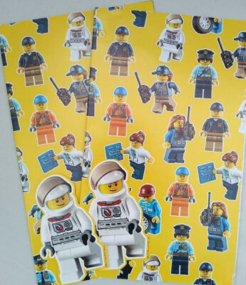 Lego wrapping paper Lego minifigures gift Wrap 2 x sheets 49cm x 70cm ...
