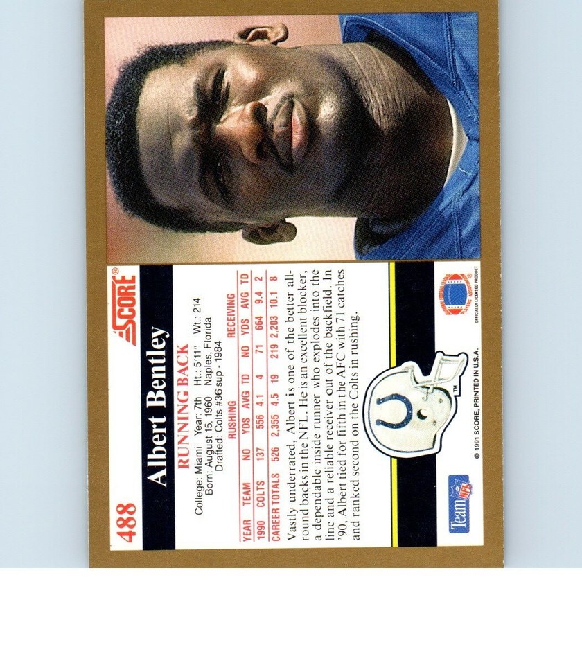 Albert Bentley 488 Colts 1991 Score NFL Football Trading Card | eBay