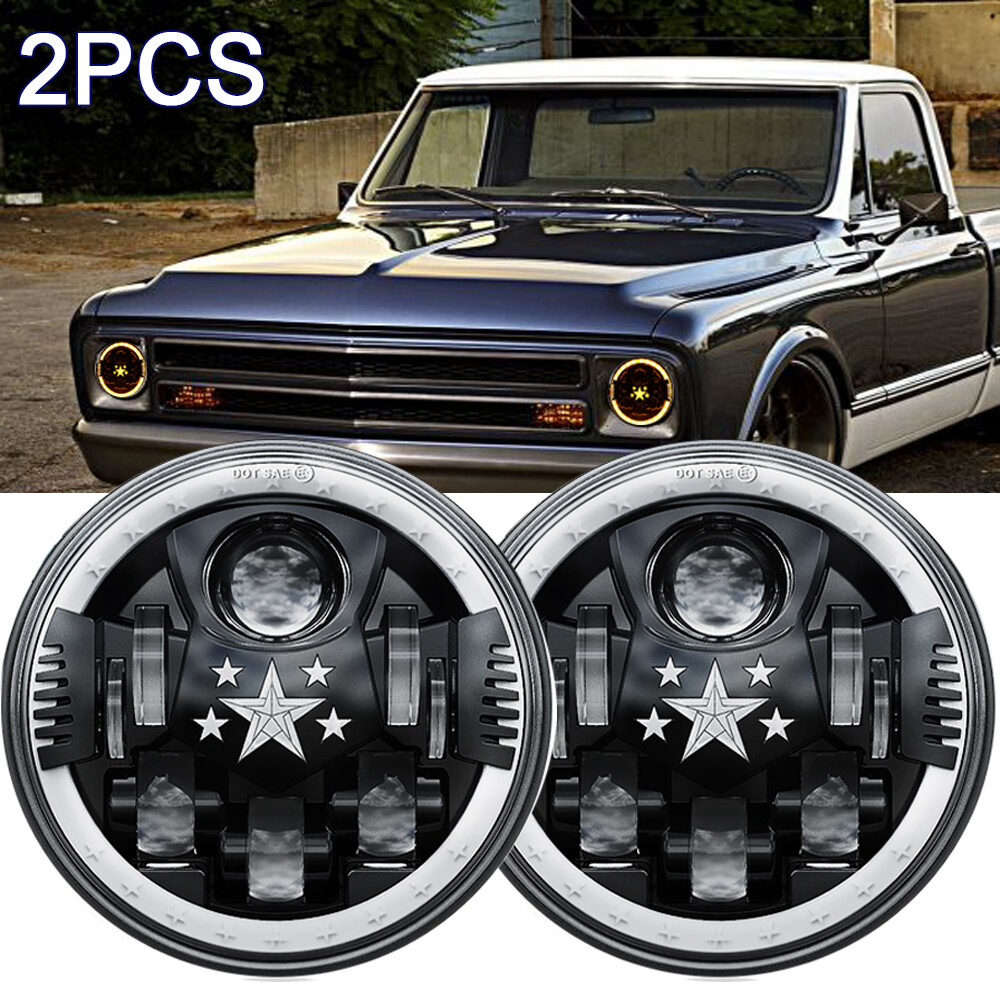 Classic Halo Lights For Trucks 7" Round LED Headlight Halo Angel Eye