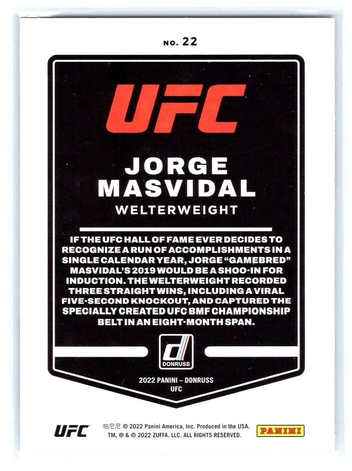 2022 Panini Donruss UFC #22 Jorge Masvidal | eBay