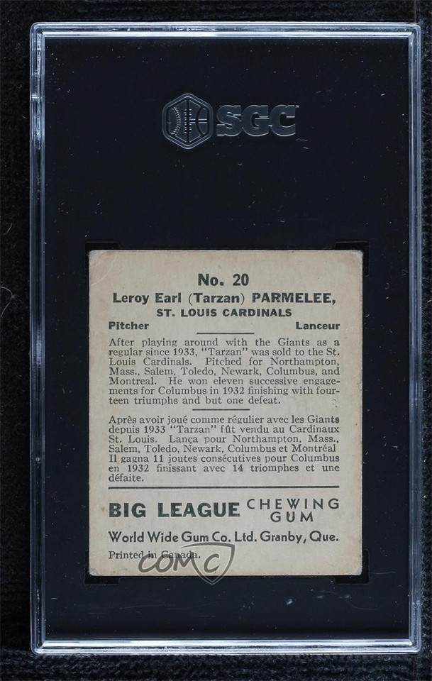 1936 World Wide Gum Big League V355 Roy Parmelee #20 SGC 3 | eBay