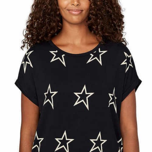 NWT BUFFALO BLACK SUPERSTAR SHORT SLEEVE CREW NECK KNIT TOP SZ M #D491 ...