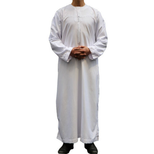 Men White Arab Robe Islamic Clothing Kaftan Dishdasha Arabic Long ...